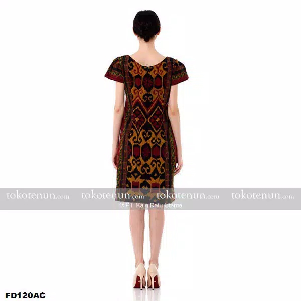 Jual Dress Tenun Ikat Motif Khas Bentenan FD120AC | Tokotenun.com
