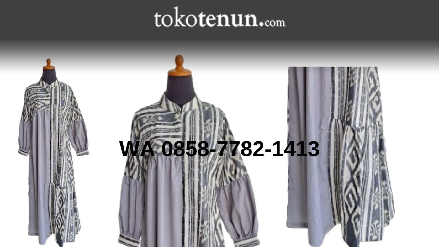 5 Model Gamis Troso Kombinasi Tenun Polos | Tokotenun.com