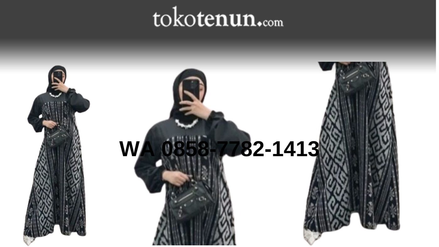 5 Model Gamis Troso Kombinasi Tenun Polos | Tokotenun.com